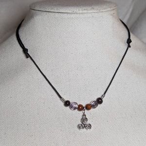 Handmade | Jewelry | Spiral Themed And Wood Beaded Boho Hippie Adjustable Rope Cord Necklace ...